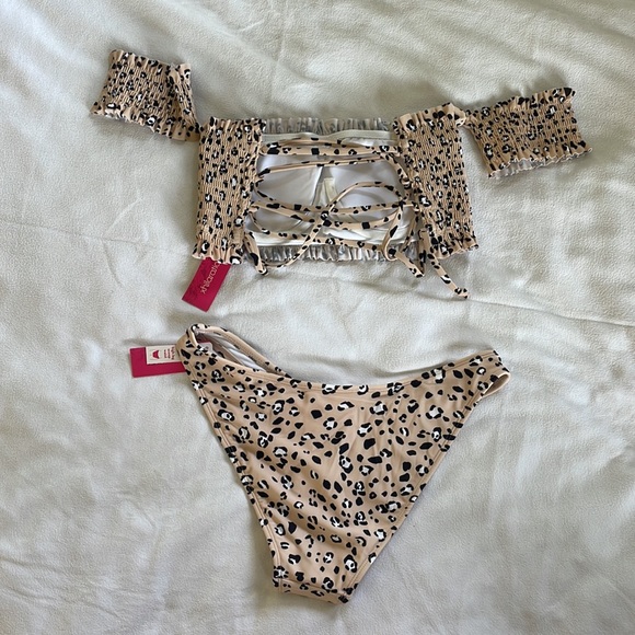 Xhilaration | Swim | Two Piece Off The Shoulder Cheetah Print Bikini ...